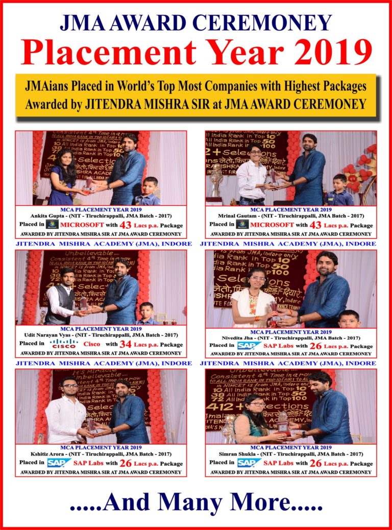 MCA Placement | Jitendra Mishra Academy | Indore MP