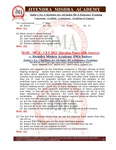 MAH-MCA-CET-2023 Question Paper & Answers | Jitendra Mishra Academy | Indore MP