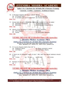 VITMEE 2023 (VIT MCA) | Jitendra Mishra Academy | Indore MP