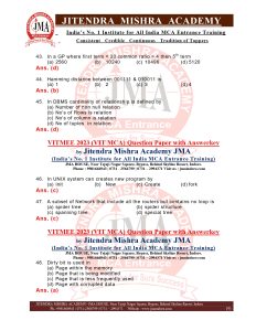 VITMEE 2023 (VIT MCA) | Jitendra Mishra Academy | Indore MP