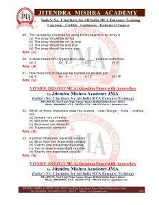 VITMEE 2023 (VIT MCA) | Jitendra Mishra Academy | Indore MP