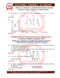 VITMEE 2023 (VIT MCA) | Jitendra Mishra Academy | Indore MP