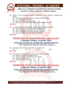 VITMEE 2023 (VIT MCA) | Jitendra Mishra Academy | Indore MP