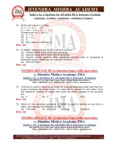 VITMEE 2023 (VIT MCA) | Jitendra Mishra Academy | Indore MP