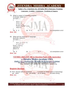 VITMEE 2023 (VIT MCA) | Jitendra Mishra Academy | Indore MP