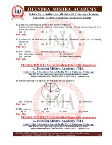VITMEE 2023 (VIT MCA) | Jitendra Mishra Academy | Indore MP