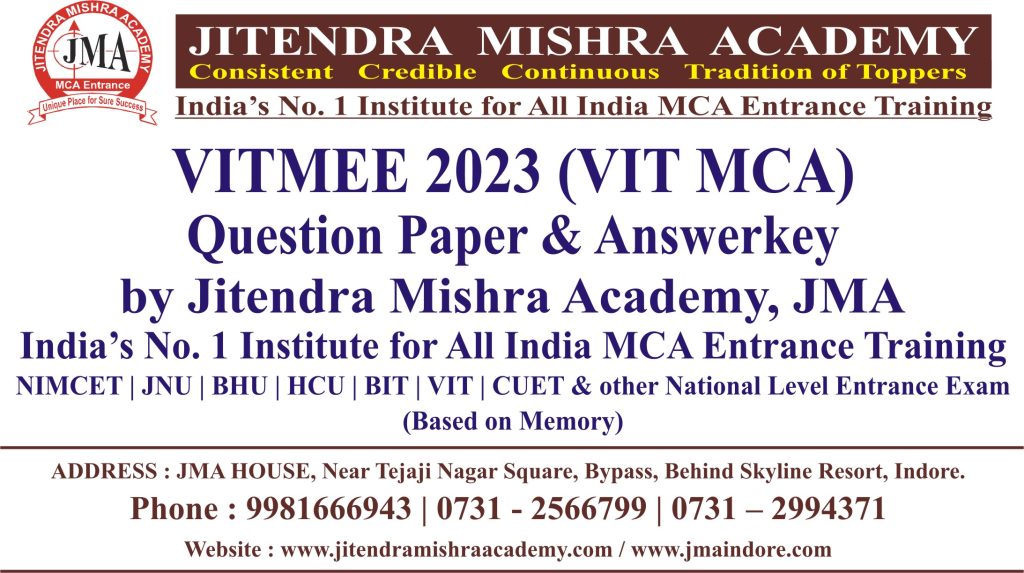 VITMEE 2023 (VIT MCA) | Jitendra Mishra Academy | Indore MP